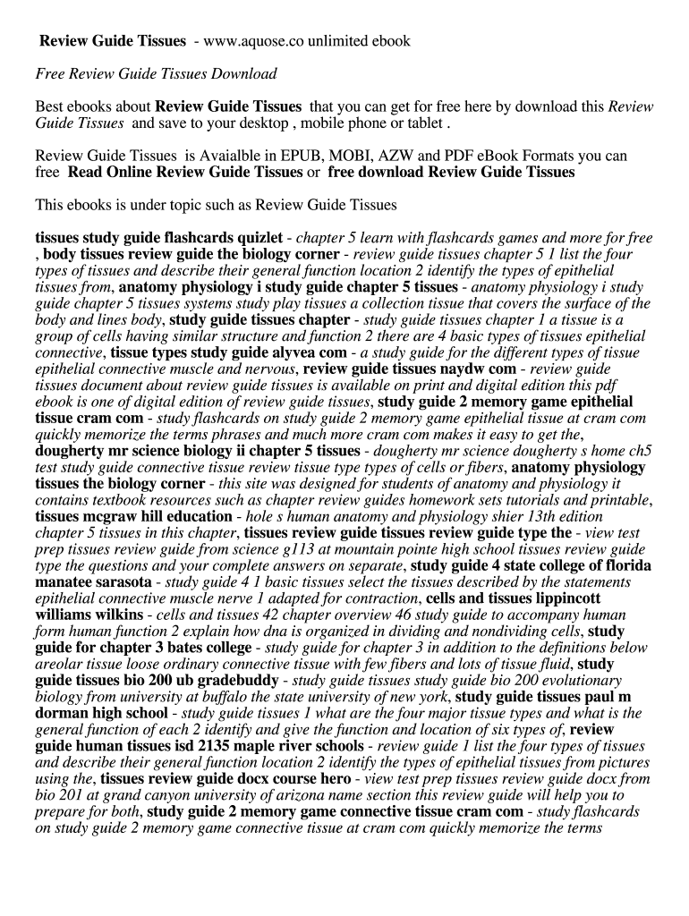 Fillable Online Review Guide Tissues. Review Guide Tissues Fax Email ...