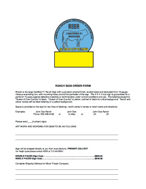 Fillable Online RANCH SIGN ORDER FORM Fax Email Print - pdfFiller