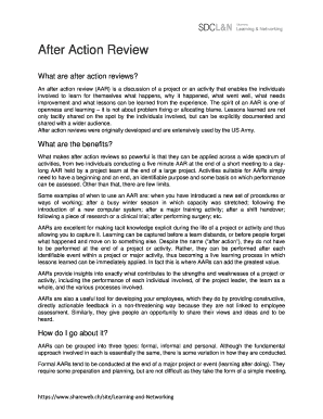 Fillable Online What are after action reviews Fax Email Print - pdfFiller