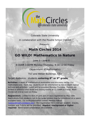 Fillable Online les psdschools Math Circles 2014 GO WILD! Mathematics ...