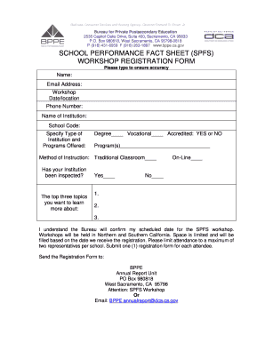 Fillable Online SCHOOL PERFORMANCE FACT SHEET (SPFS) WORKSHOP ...