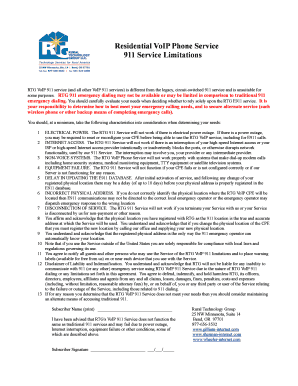 Fillable Online RTG VoIP 911 Service Limitations - Rural Technology ...