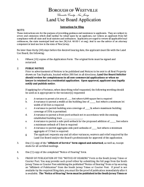 Fillable Online Land Use Board Application - Westville, NJ Fax Email Print - pdfFiller