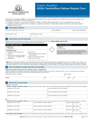 Fillable Online 403(b) Plan Transfer Request Form. Use this form to ...