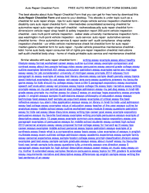 Fillable Online Auto Repair Checklist Form. Auto Repair Checklist Form ...