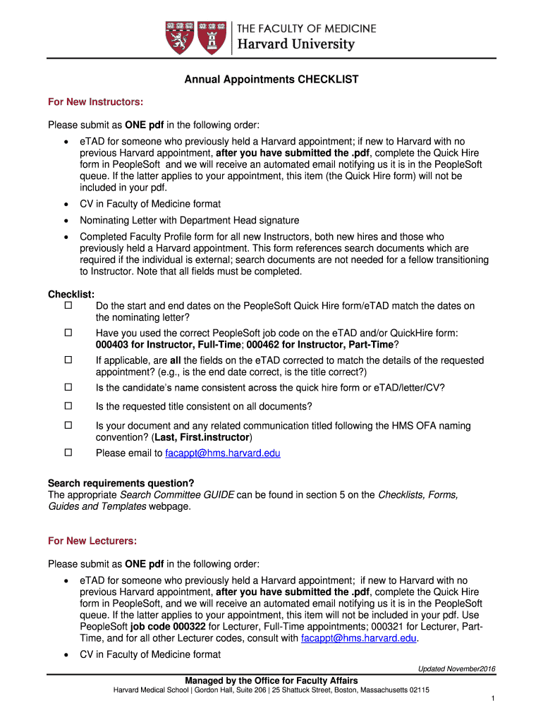 Fillable Online Annual Appointments CHECKLIST Fax Email Print - pdfFiller