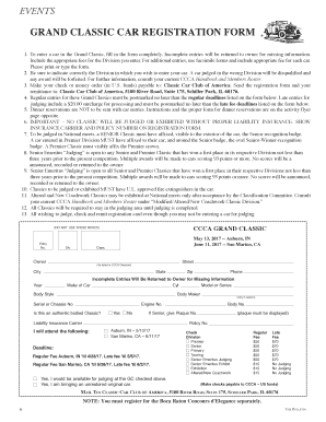 Fillable Online GRAND CLASSIC CAR REGISTRATION FORM - Classic Car Club ...