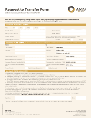 Fillable Online Request to Transfer Form - AMG Super Fax Email Print ...