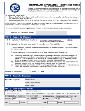 Fillable Online Swimming Pool Compliance Application form - City of Parramatta Fax Email Print ...