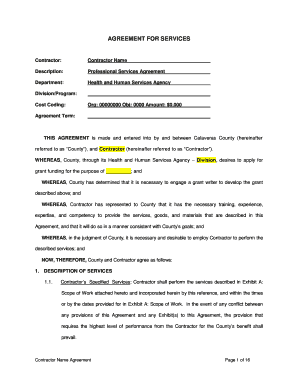 Fillable Online Exhibit A Sample Agreement - Network of Care Fax Email ...