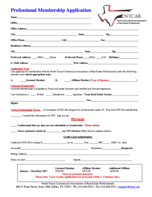 Fillable Online Membership Application - ntcar Fax Email Print - pdfFiller