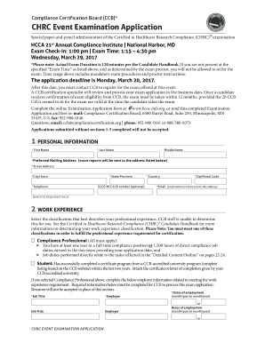 Fillable Online CHRC Event Examination Application Fax Email Print ...