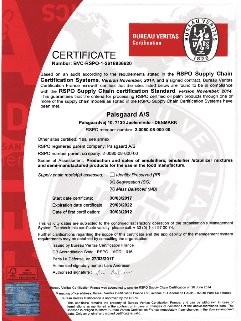 Fillable Online certificate - RSPO Fax Email Print - pdfFiller