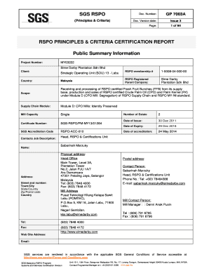 Fillable Online SGS RSPO RSPO PRINCIPLES & CRITERIA CERTIFICATION ...