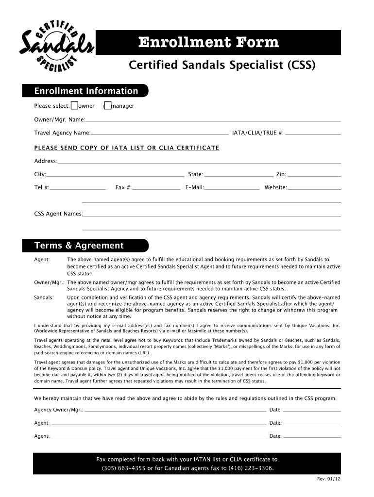 Fillable Online SANDALS RESORTS, BEACHES RESORTS AND GRAND PINEAPPLE ...