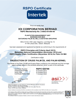 Fillable Online RSPO Certificate Fax Email Print - pdfFiller