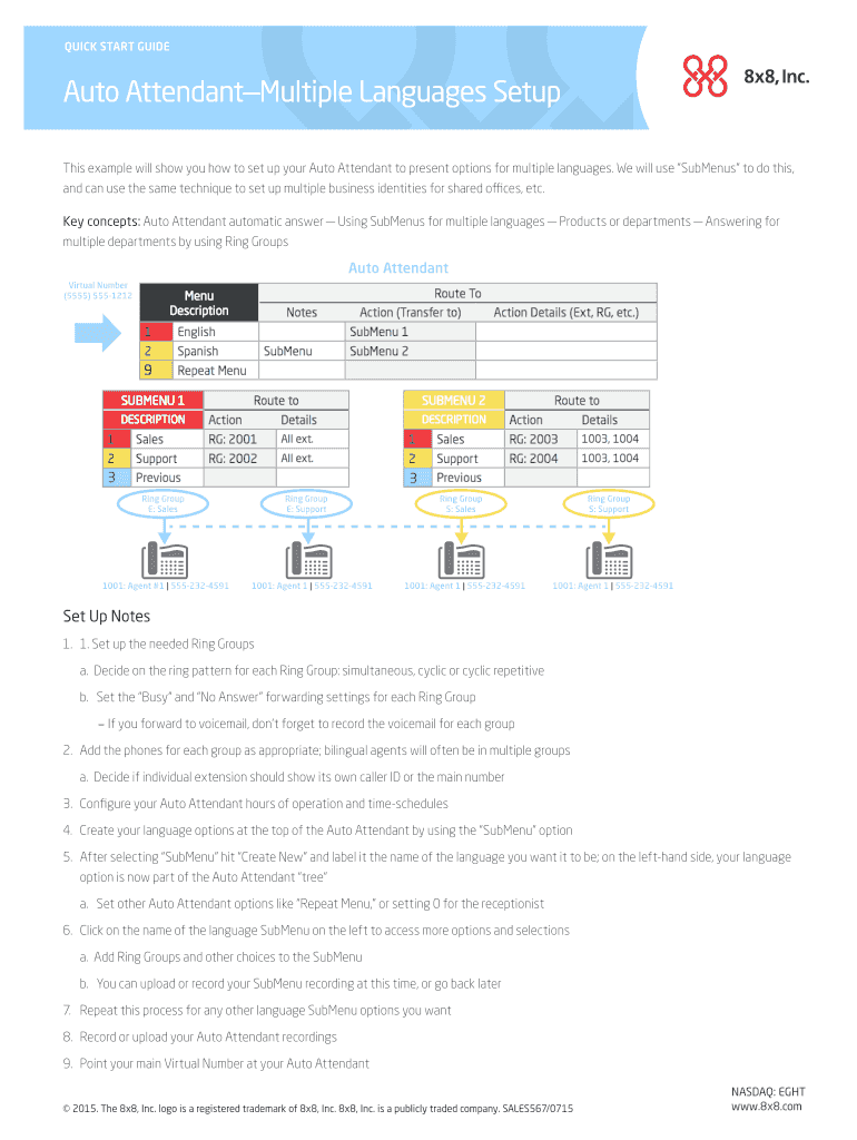Fillable Online Auto AttendantMultiple Languages Setup Fax Email Print - pdfFiller