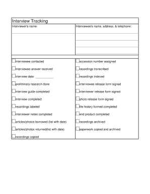 Fillable Online Interview Tracking form Fax Email Print - pdfFiller