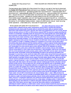 Fillable Online Soldier 2014 Recruitment Form. Soldier 2014 Recruitment ...