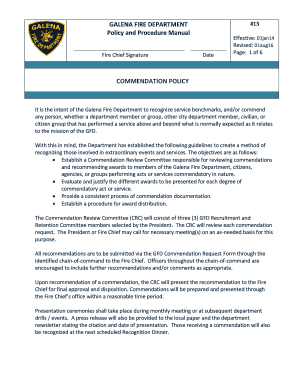 Fillable Online GALENA FIRE DEPARTMENT Policy and Procedure Manual ...