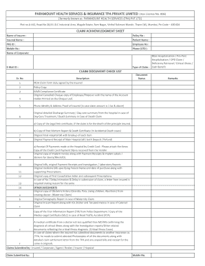 Fillable Online Download Forms - Paramount Health Services (TPA) Pvt ...