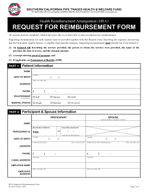 Fillable Online HRA Reimbursement Form - Southern California Pipe Trades Fax Email Print - pdfFiller