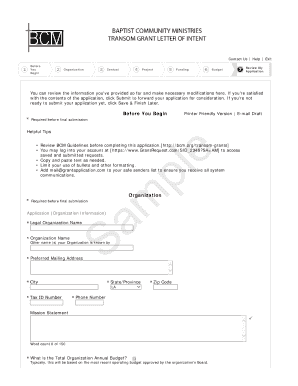 Fillable Online Sample LOI Application Form Fax Email Print - pdfFiller