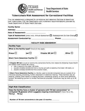 Fillable Online TB 800 Tuberculosis Risk Assessment for Correctional ...