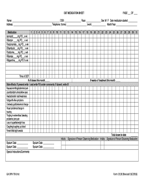 Fillable Online DOT MEDICATION SHEET Fax Email Print - pdfFiller