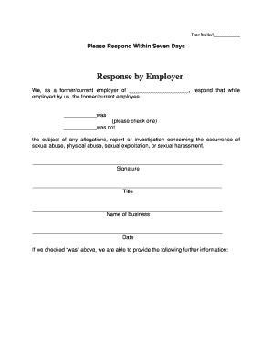 Fillable Online Response by Employer Fax Email Print - pdfFiller