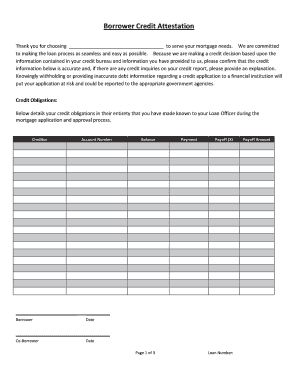 Fillable Online Borrower Credit Attestation Fax Email Print - pdfFiller