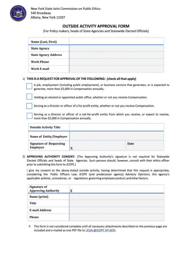 Fillable Online OUTSIDE ACTIVITY APPROVAL FORM Fax Email Print - pdfFiller