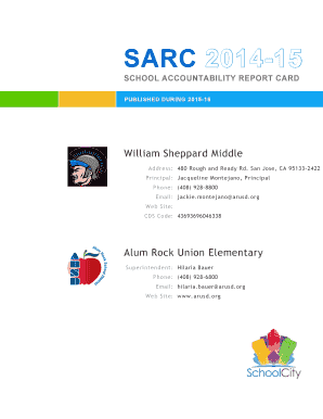 Fillable Online SARC Report - Alum Rock Union School District Fax Email ...