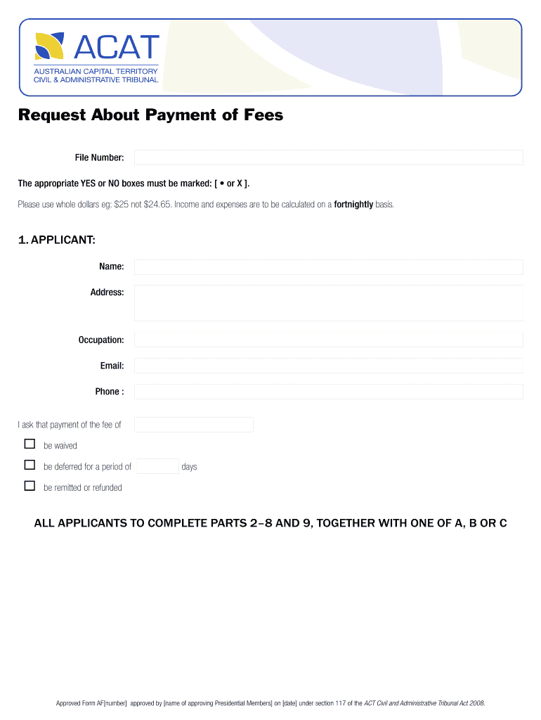 Fillable Online Request about payment of fees. Form to make a request ...