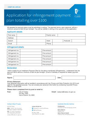 Fillable Online Application for infringement payment Fax Email Print ...