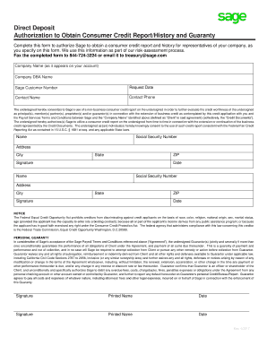 Fillable Online Sage Direct Deposit Authorization for Consumer Credit ...