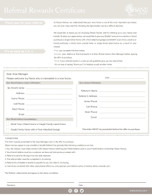 Fillable Online Referral Rewards Certificate Fax Email Print - pdfFiller