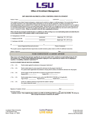 Fillable Online lsu Non-Matriculating Certification - Louisiana State ...