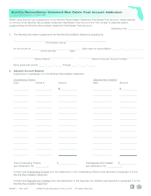 Fillable Online Monthly Reconciliation Statement Real Estate Trust ...