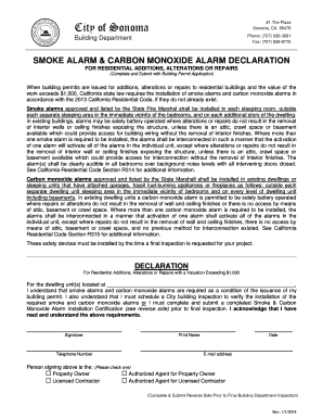 Fillable Online smoke alarm & carbon monoxide alarm declaration - City ...