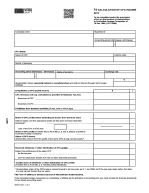 Fillable Online 74 CALCULATION OF CFC INCOME Fax Email Print - pdfFiller