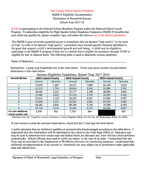 Fillable Online Iron County School District Preschool HQSR-E ...
