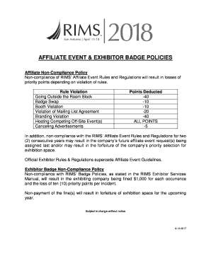 Fillable Online AFFILIATE EVENT & EXHIBITOR BADGE POLICIES Fax Email Print - pdfFiller