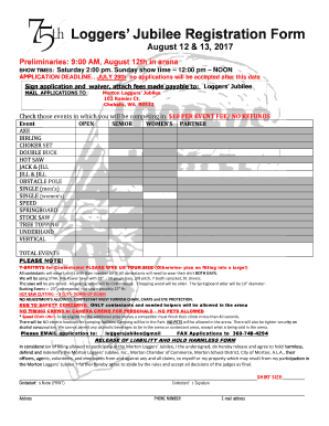 Fillable Online Loggers Jubilee Registration Form Fax Email Print ...