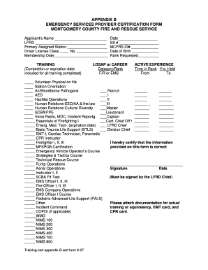 Fillable Online EMERGENCY SERVICES PROVIDER CERTIFICATION FORM Fax ...
