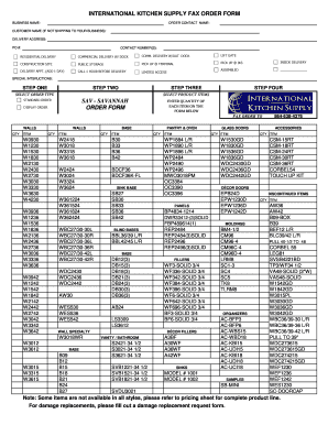 Fillable Online sav order form 080912 - International Kitchen Supply ...