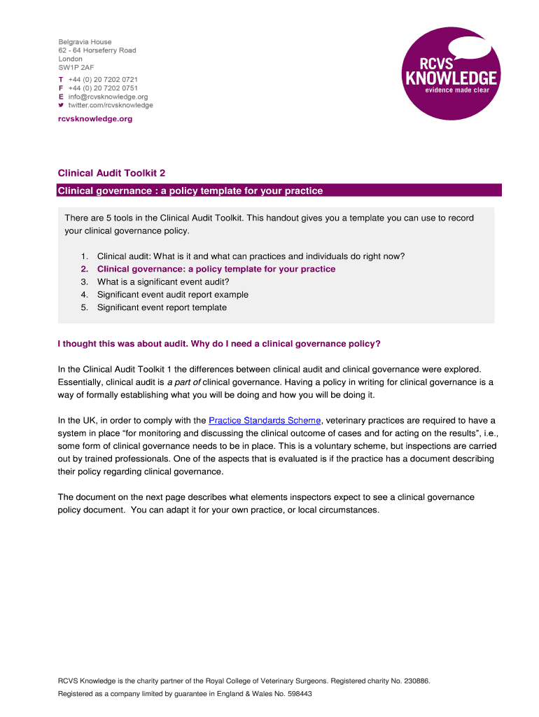 Fillable Online Clinical Audit Toolkit 2 Fax Email Print - pdfFiller