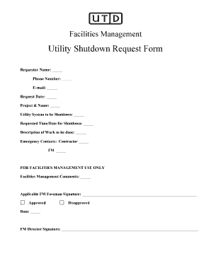 Fillable Online Utility Shutdown Request Form Fax Email Print - pdfFiller