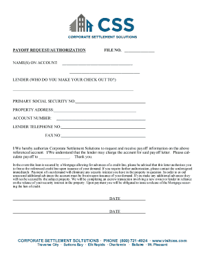 Fillable Online PAYOFF REQUEST/AUTHORIZATION Fax Email Print - pdfFiller