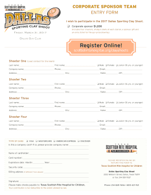 Fillable Online CORPORATE SPONSOR TEAM Fax Email Print - pdfFiller